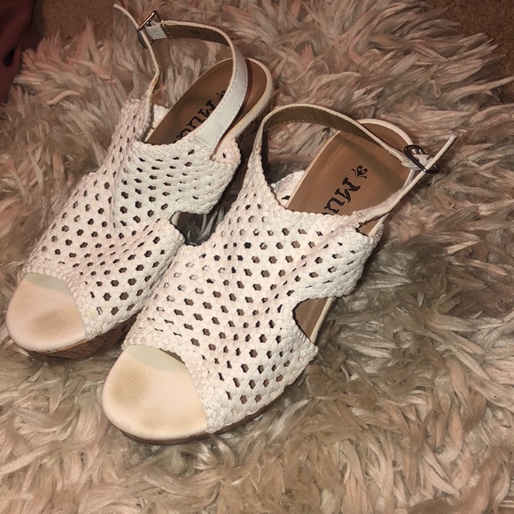 Mudd | Shoes | Wedge White Mesh Sandals | Poshmark